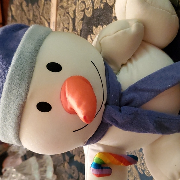 Moshi | Holiday | Snowman Plushy Holding A Rainbow Candy Cane | Poshmark